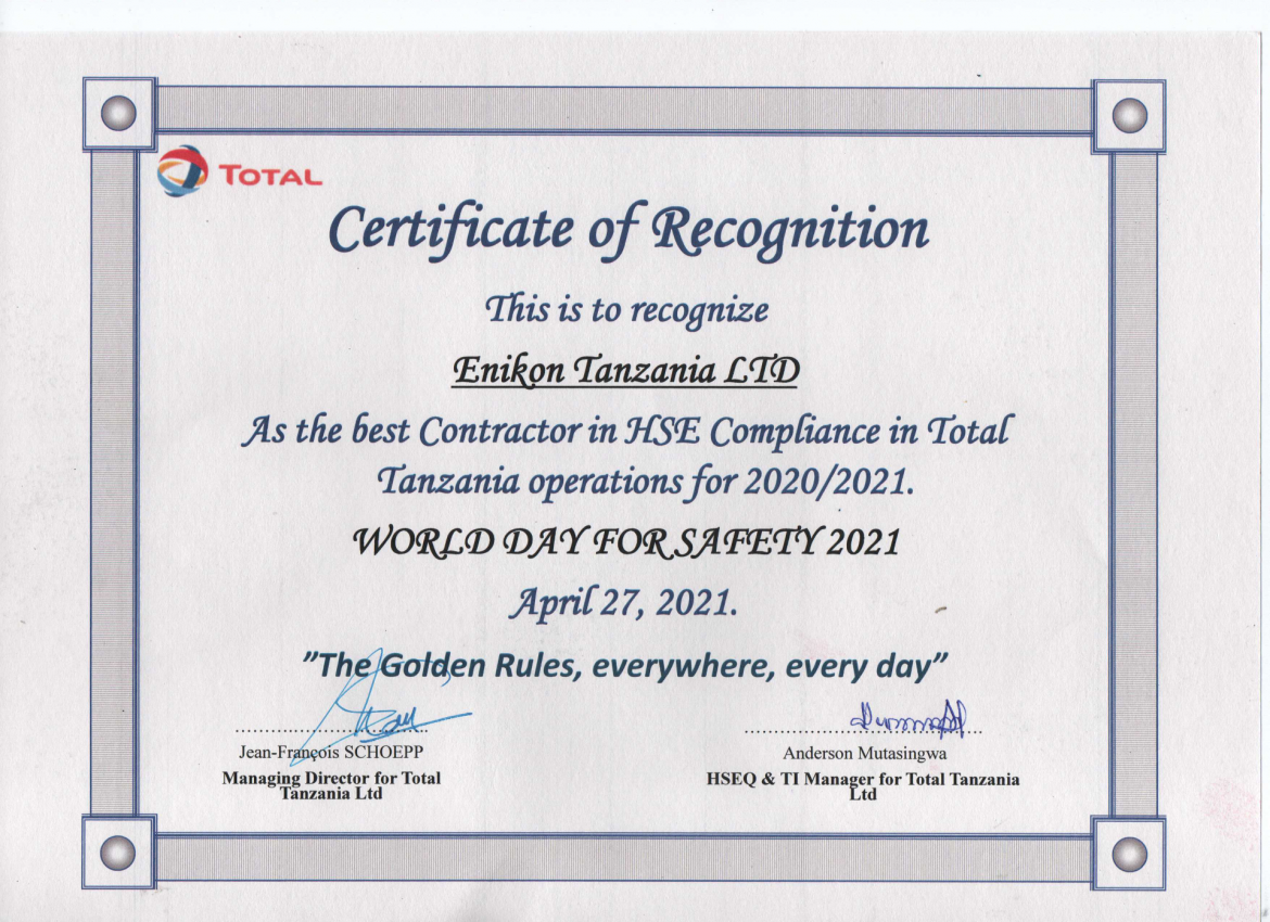Enikon d.d. | Total HSE award for 2020/2021